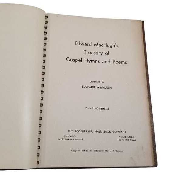 Other | Edward Machughs Treasury Of Gospel Hymns And Poem 1938 Spiral ...